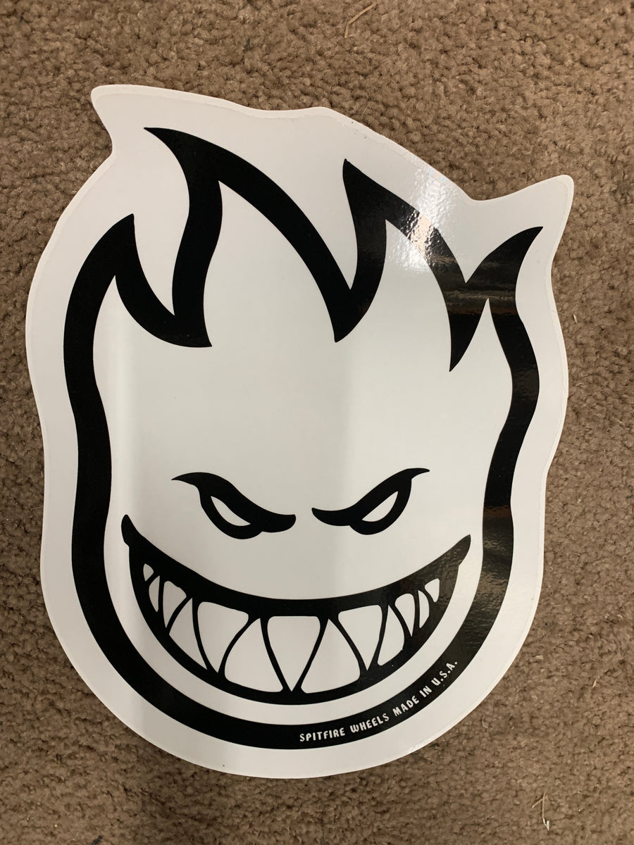 Vintage Spitfire Wheels Big Head Sticker Black and Clear – SK8supply.com