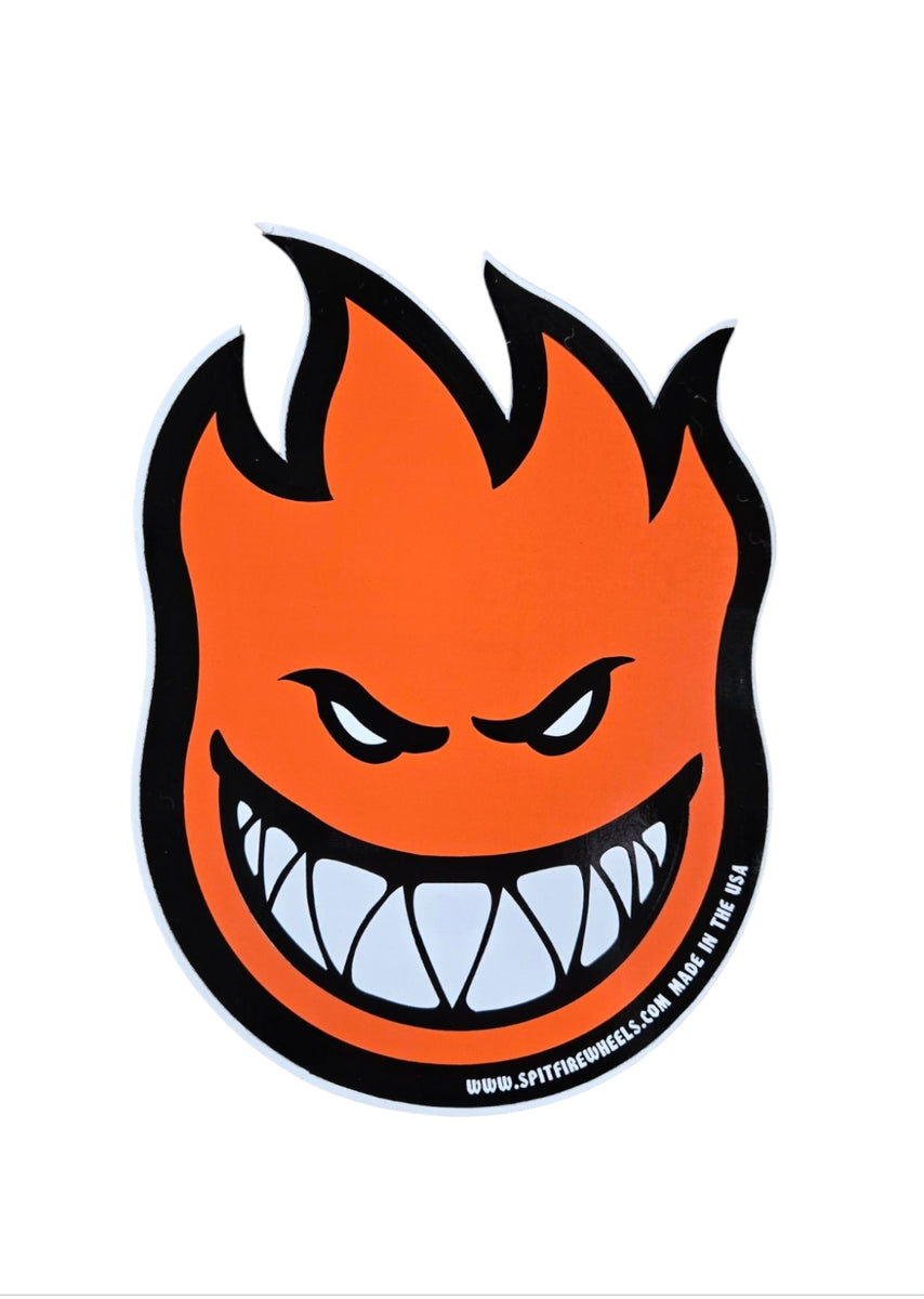 4.5" x 6" Vintage Spitfire Wheels Big Head Sticker - ORANGE – SK8supply.com