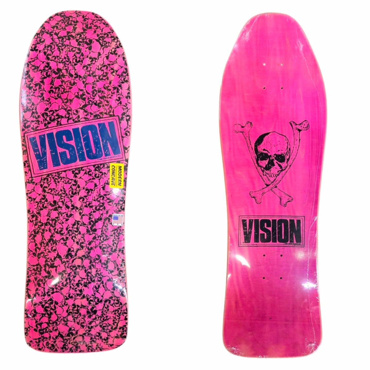 Vision Punk Skulls reissue skateboard Deck Modern Concave - PINK STAIN ...